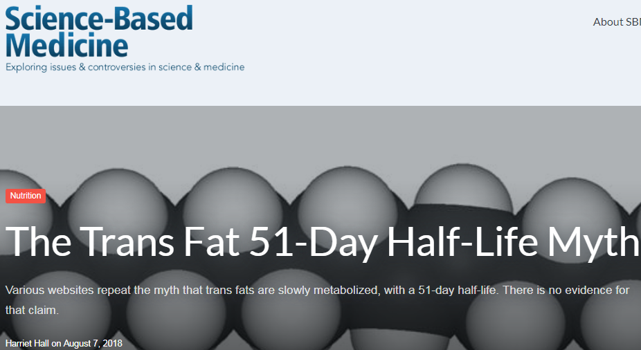 The Trans Fat 51-Day Half-life Myth：Who is the first to report ...